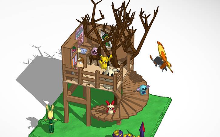 3D design Pokemon Treehouse Collab (Ft. Squirmy Worm!) - Tinkercad