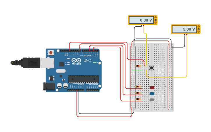 Circuit design Encender luz led, con pulsador, DAhumada. - Tinkercad
