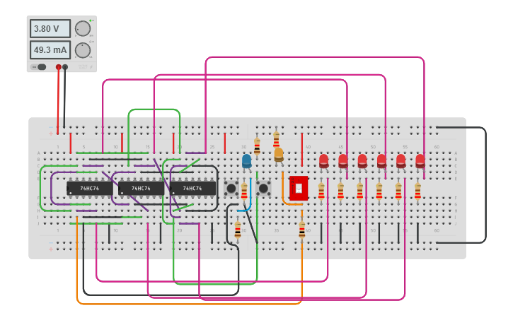 Circuit design Shift register 6 bit Barbero Marta | Tinkercad