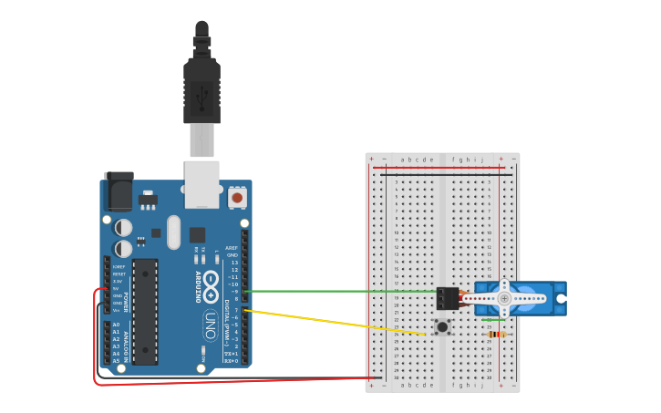 Circuit design BoomGate Arduino | Tinkercad