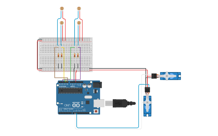 Circuit design Rastreador fotovoltaico - Tinkercad