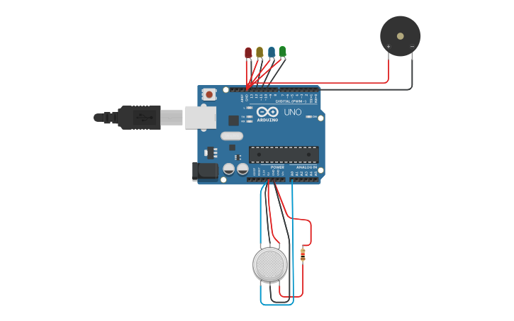 Circuit design air quality gas sensor - Tinkercad