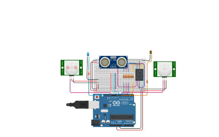 Circuit design Alarma Usando sensor Ultrasonico - Tinkercad