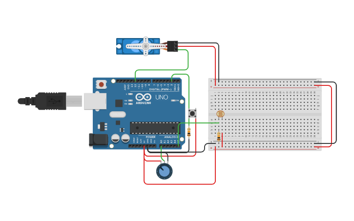 Circuit Design Photoresistor And Servo Tinkercad
