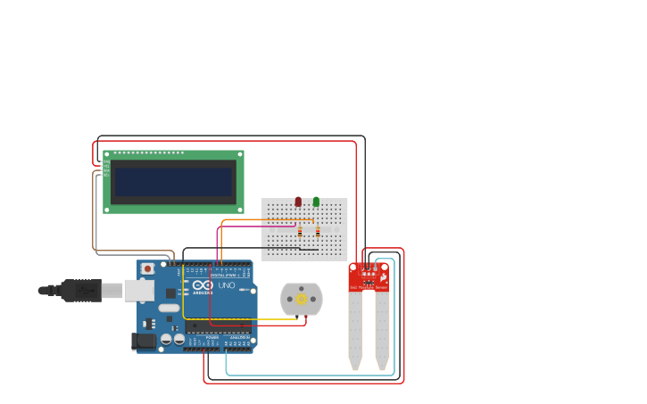 Circuit design Sistema de riego automatico - Tinkercad