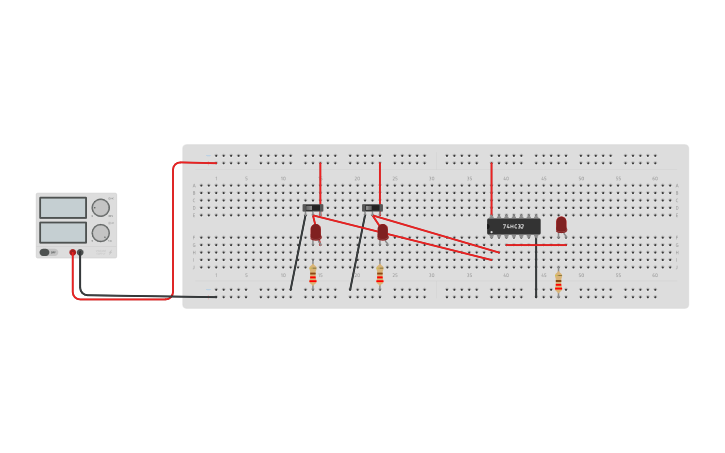 Circuit design Simulador de Porta OU | Tinkercad