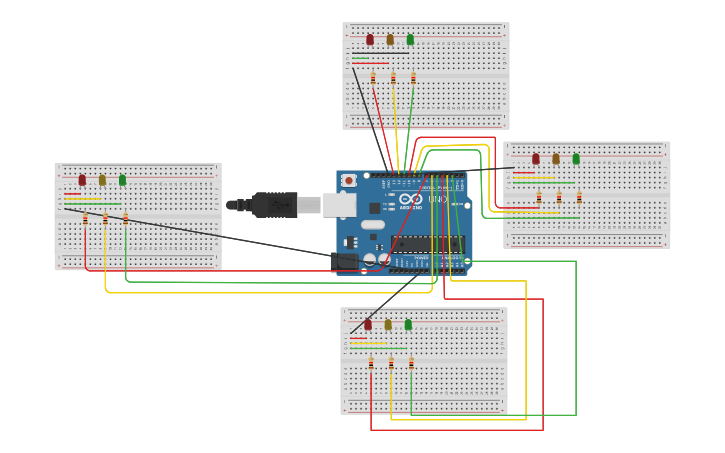 Circuit design Traffic Control System - Tinkercad