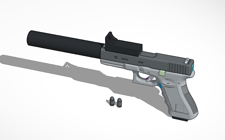3D design Suppressed Glock (functional toy) - Tinkercad