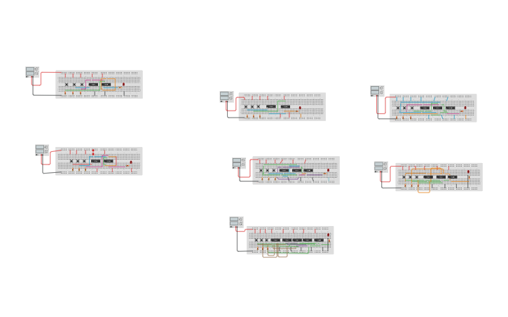 Circuit design Rangkaian R,G,B,R&B,R&G&G&B,RGB - Tinkercad