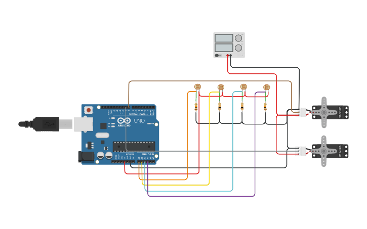 Circuit design Smart Solar Tracker - Tinkercad