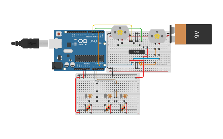 Circuit Design Edge Avoider Robot Tinkercad