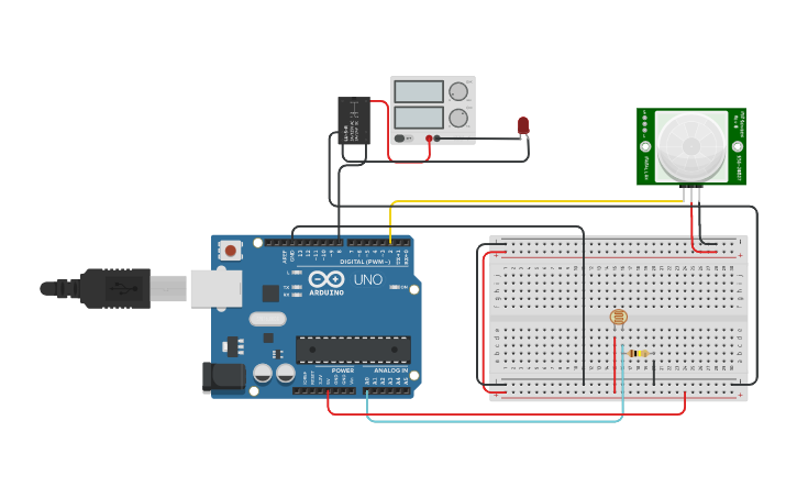 Circuit design Lampu Ruangan Otomatis 1101194325 - Tinkercad Circuit design Lampu Ruangan Otomatis 1101194325 - Tinkercad