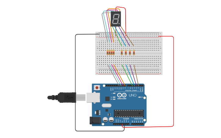 Circuit design Copy of Exercise: Display numbers - Tinkercad