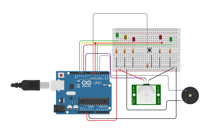 Circuit design ARDUINO semaforos | Tinkercad