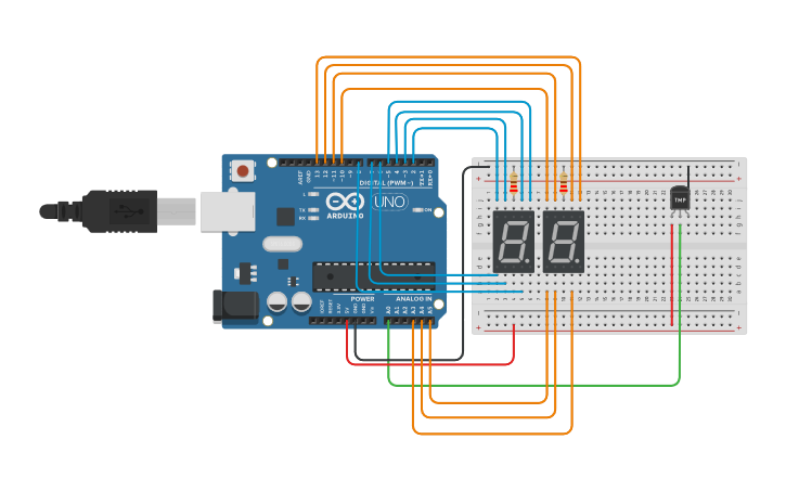 Circuit design Sensore di temperatura | Tinkercad