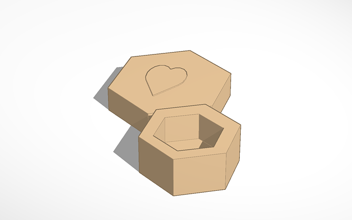 3D design hexagonal wooden box - Tinkercad
