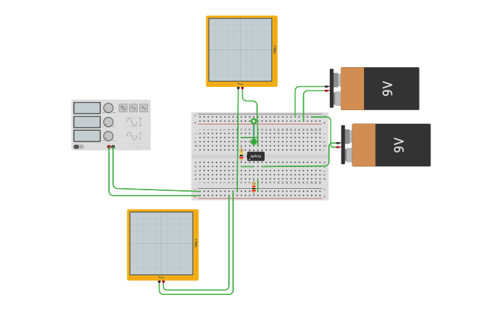 Circuit design Amplificador inversor | Tinkercad
