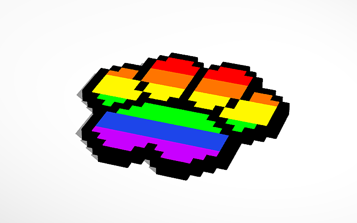 3D design Rainbow Paw Pixel Art | Tinkercad 3D design Rainbow Paw Pixel Art | Tinkercad