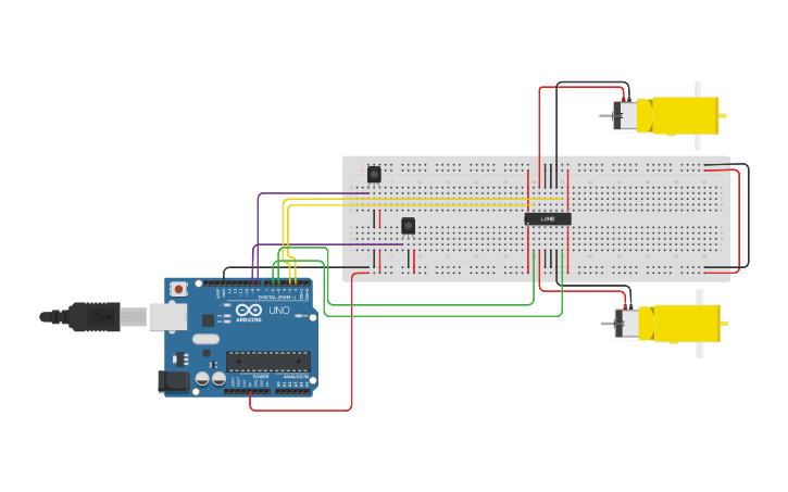 Circuit design Line Follower Bot - Tinkercad