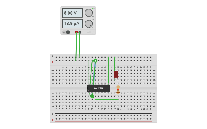 Circuit design IC 74HC00 - Tinkercad