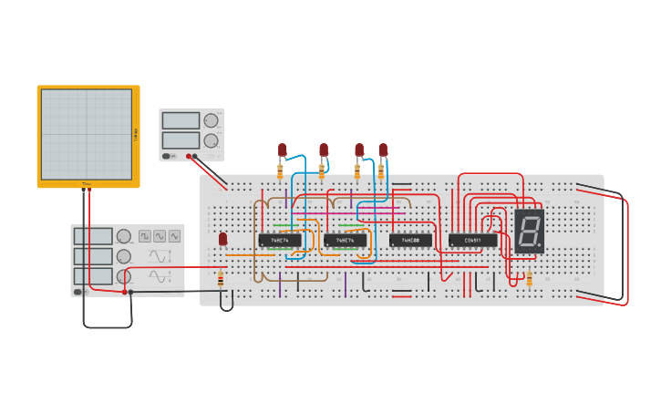 Circuit design BCD COUNTERS D FF | Tinkercad