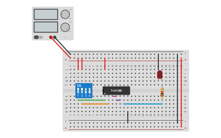 Circuit design Realization of AND gate using NAND gate - Tinkercad