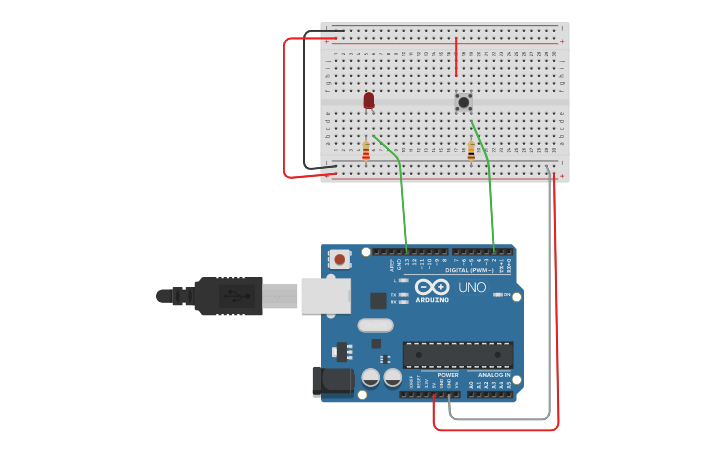 Circuit design Push-Button Switch - Tinkercad
