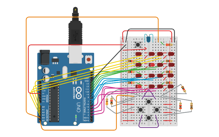 Circuit design 4x4 Snake - Tinkercad