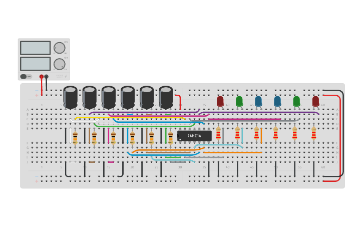 Circuit design 74hc14 en oscillateur1 | Tinkercad