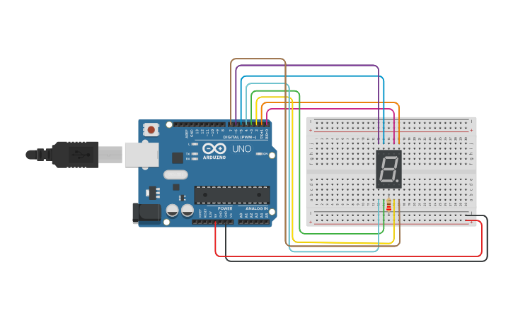 Circuit design 7 SEGMENT DISPLAY COUNTER - Tinkercad