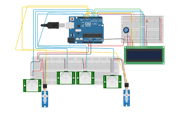 Circuit design Smart Parking System - Tinkercad