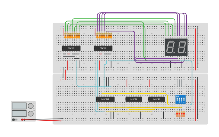 Circuit design Binario - Decimal - Tinkercad
