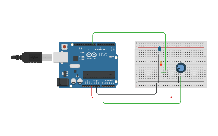Circuit design ARDUINO Circuit | LED N Potentiometer - Tinkercad