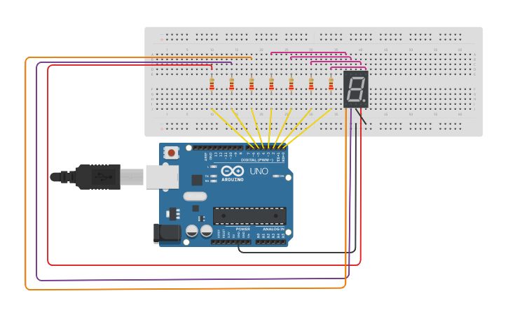 Circuit design 7 Segment Display Circuit - Tinkercad
