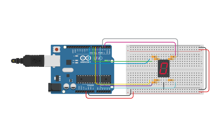 Circuit design Display de 7 segmentos con funciones y parámetros ...