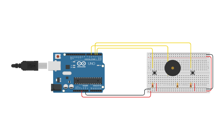Circuit design Toledo TWO TUNES AND BUTTONS - Tinkercad