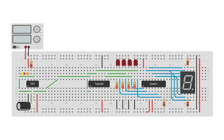 Circuit Design Binary Counter Tinkercad