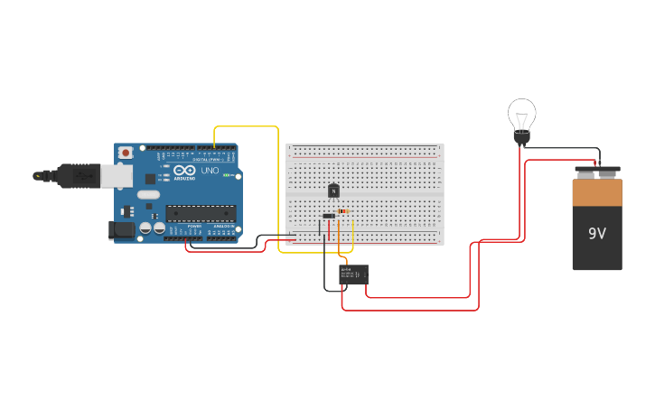 Circuit design moduloRele - Tinkercad
