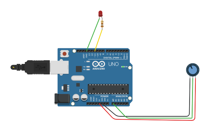 Circuit design potensiometer | Tinkercad