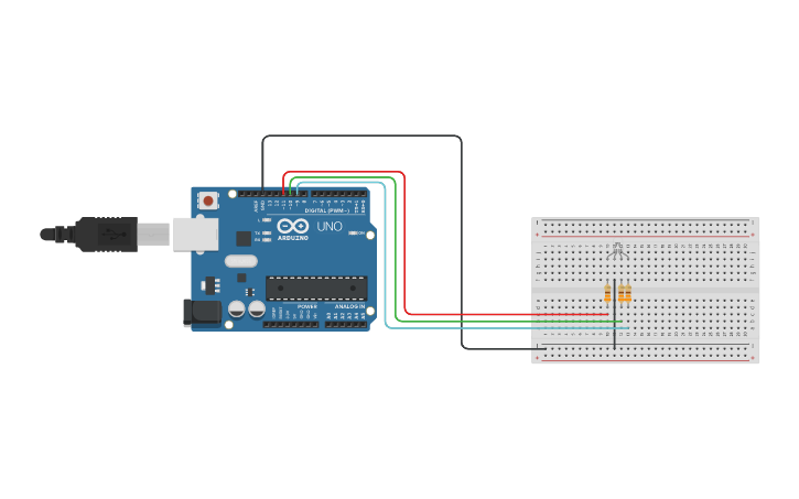Circuit design arduino con LED RGB - Tinkercad