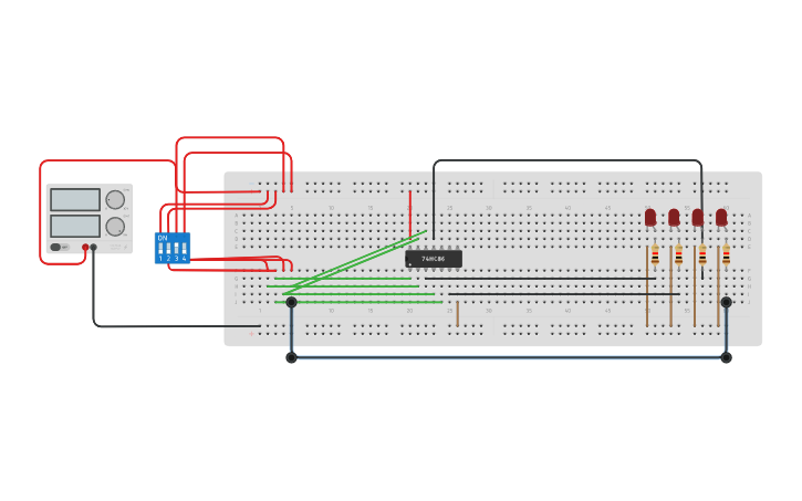 Circuit design Binary to Gray Code Converter - Tinkercad