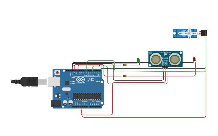 Circuit design Auto Door System | Tinkercad