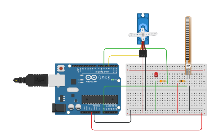 Circuit design Copy of FLEX SENSOR - Tinkercad