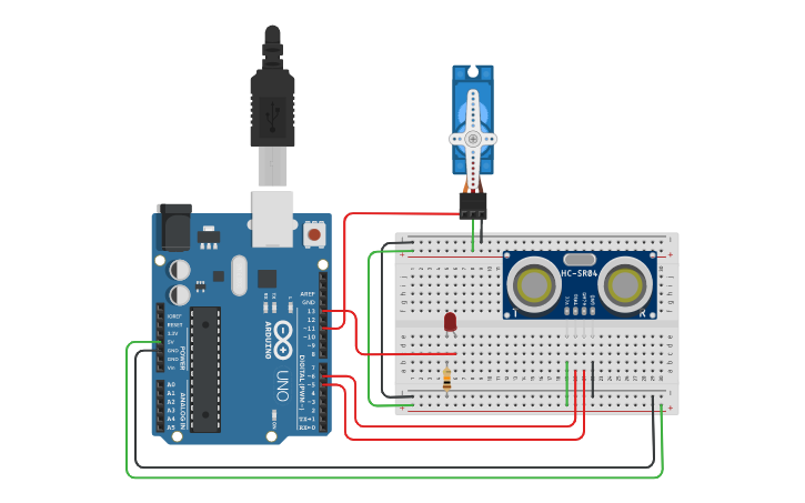 Circuit design SMART DUSTBIN - Tinkercad