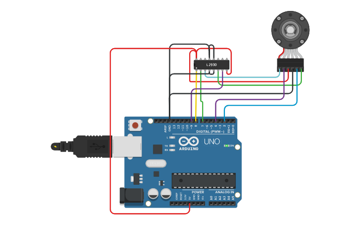 Circuit design Pemrograman Kontrol Posisi Arduino dengan PID - Tinkercad