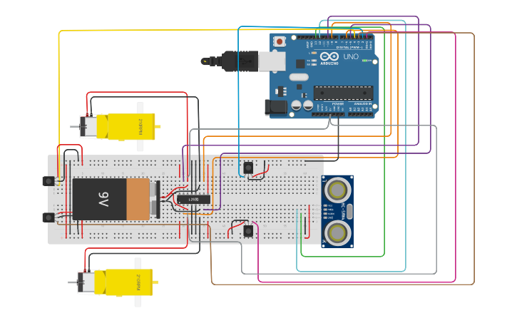 Circuit design Proyecto Sumo - Tinkercad