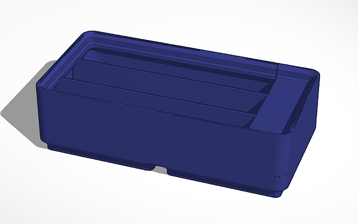 3D design Gridfinity 2x1x3 3-bay drill-caddy side-tab no-curve | Tinkercad