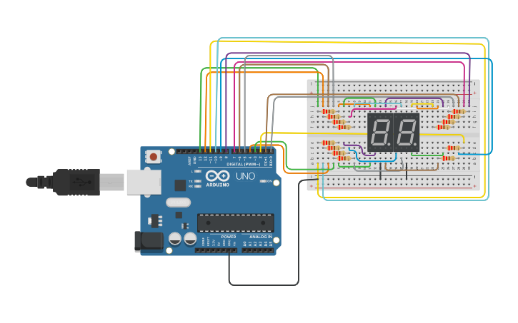 Circuit design Contador - Tinkercad