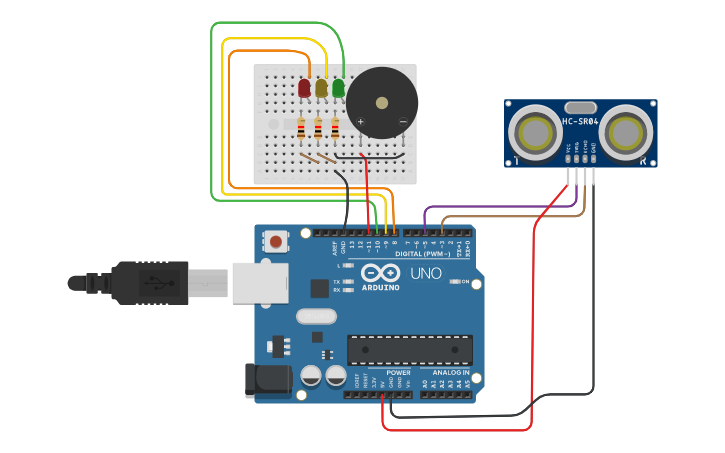 Circuit design Car Parking Sensor - Tinkercad