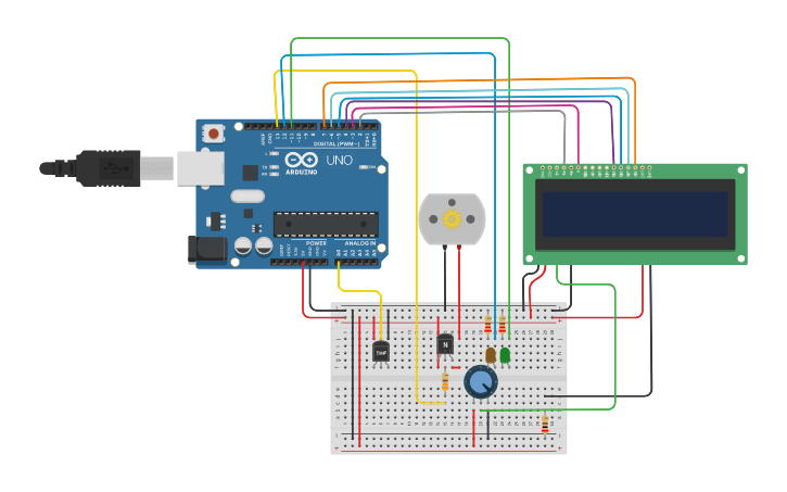 Circuit design Copy of PROJECT(automatic watering system) - Tinkercad